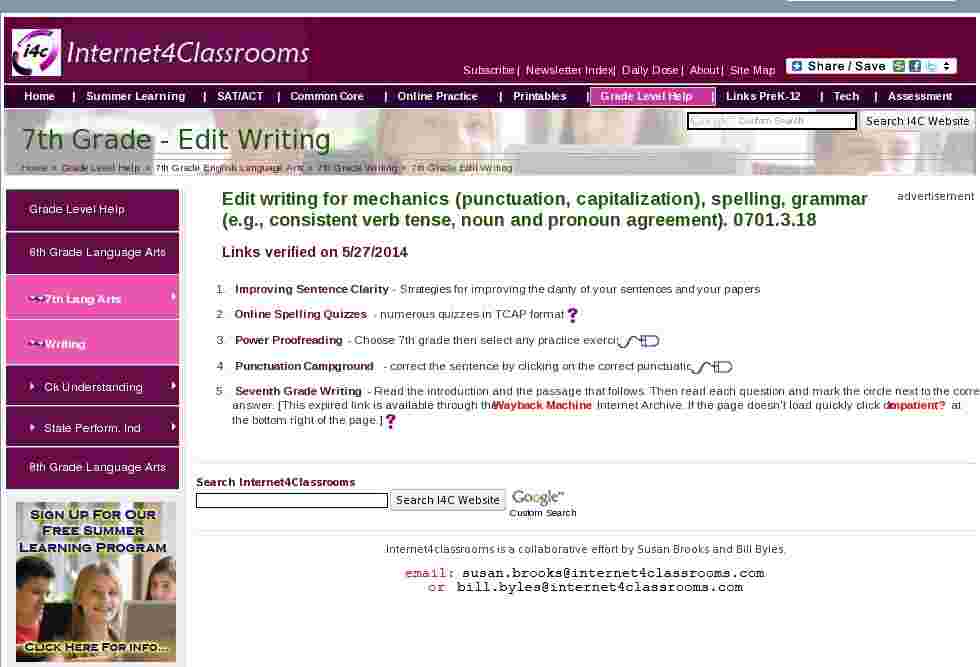 Edit Writing Seventh 7th Grade English Language Arts Standards At I4C