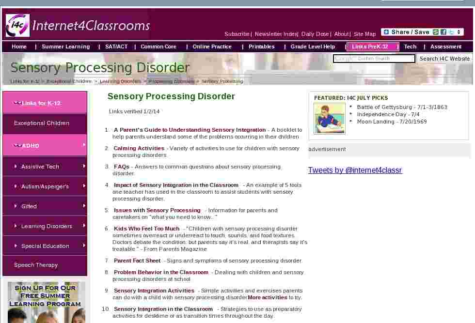 Sensory Processing Resources to Help Exceptional Children - Special ...