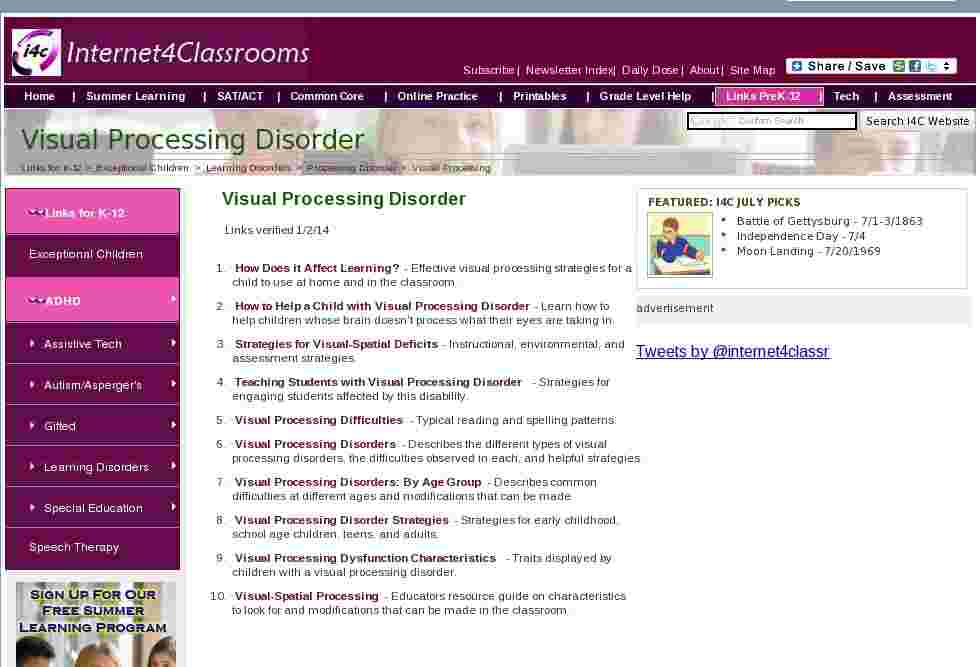 Visual Processing Resources to Help Exceptional Children - Special ...