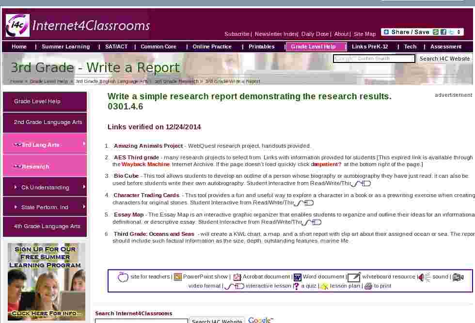 Write A Report Research 3rd Grade English Language Arts Standards I4C