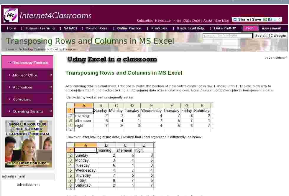 Transposing Rows and Columns in MS Excel