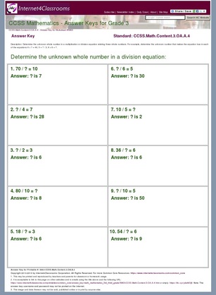 Answer Key Download - Worksheet #5963. CCSS.Math.Content.3.OA.A.4