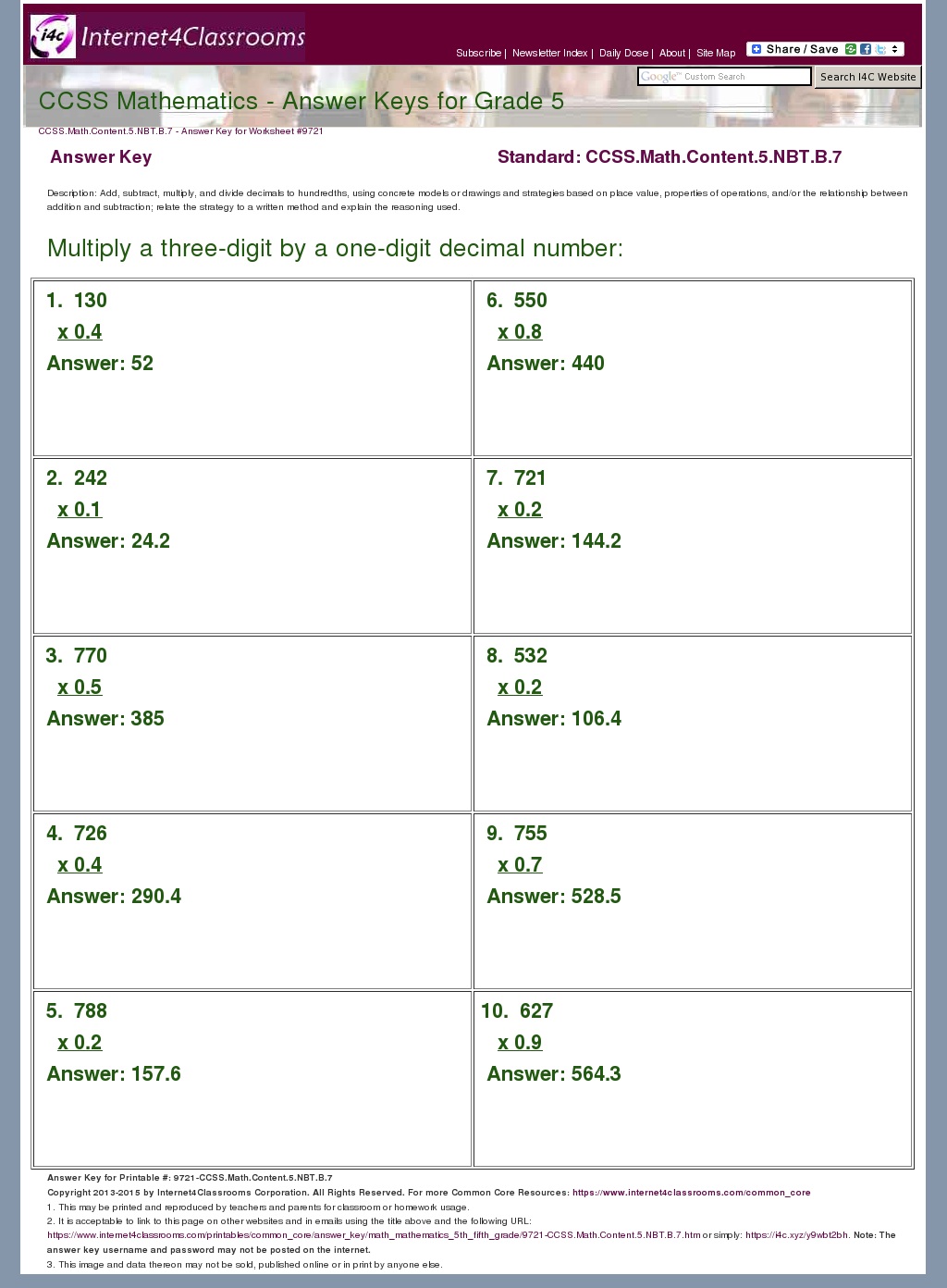 Math Www.commoncoresheets.com
