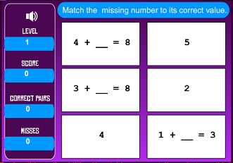 First Grade Interactive Math Skills - Missing Terms