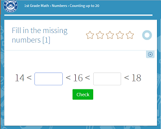 First Grade Interactive Math Skills - Missing Terms