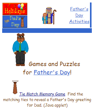 Activities for Father's Day at Internet 4 Classrooms
