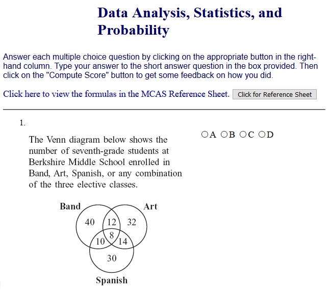Seventh Grade Interactive Math Skills - Data Analysis Quizzes