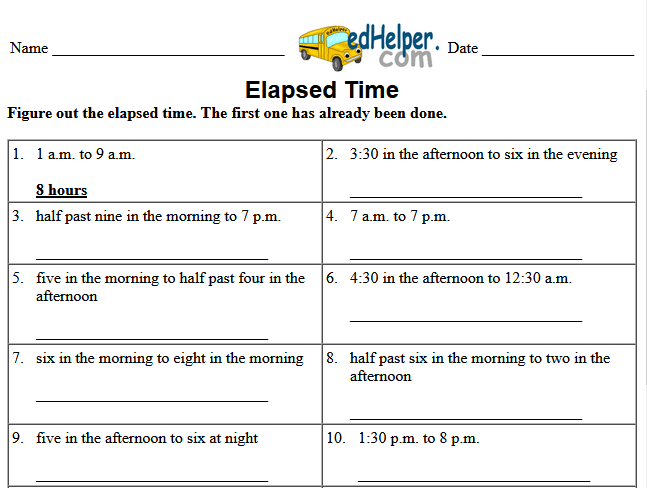 Elapsed Time Worksheets Grade 3 Time Worksheet Changes In Time 1 